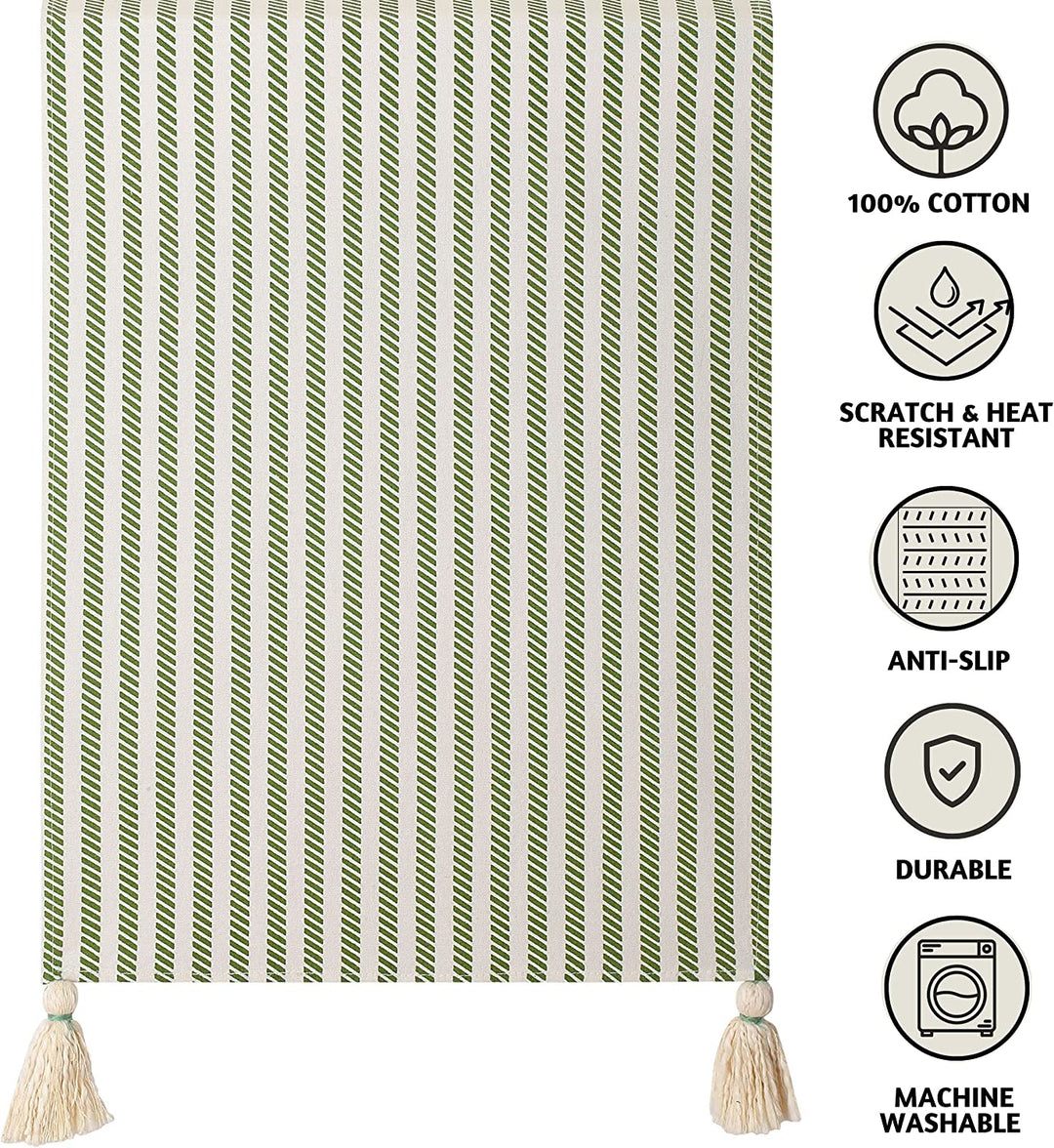 Broken Stripe Table Runner - Olive Green – Folkulture India